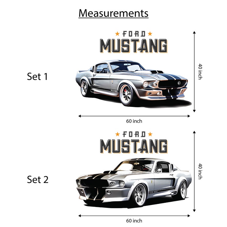 Removable Vintage Car Decal Mustang Wall Art Mustang Wall Decal Classic ...