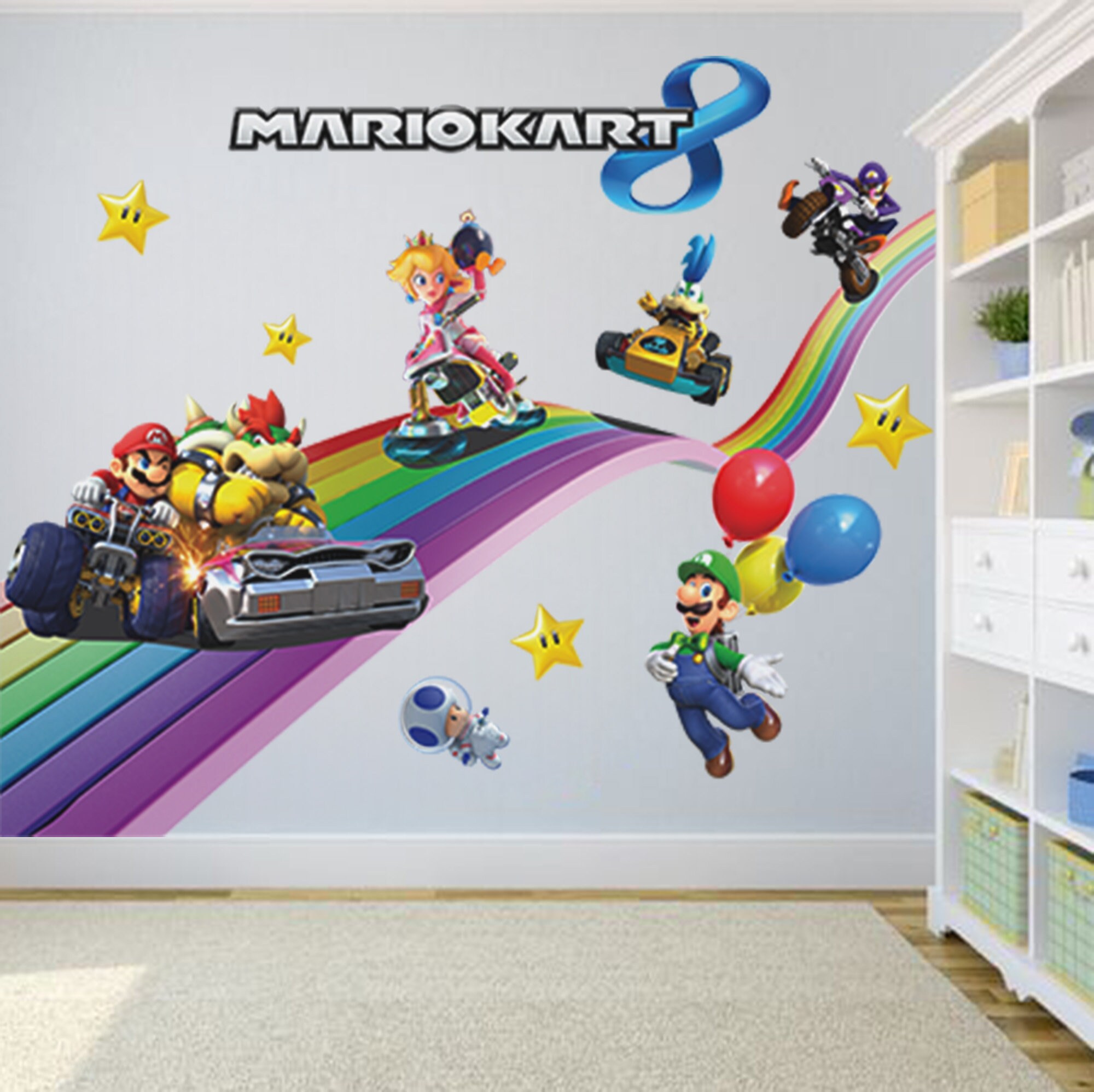 Rainbow Super Mario Kart 8 Wall Decal Mario Wall Art Bowser Wall ...