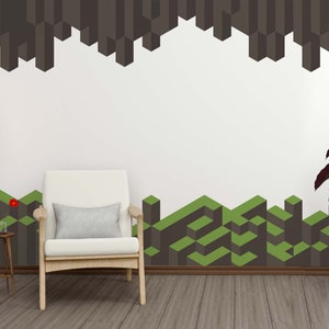 Minecraft Wall Decal Pixel Art Wall Sticker Brick Wall Decal Pixel ...