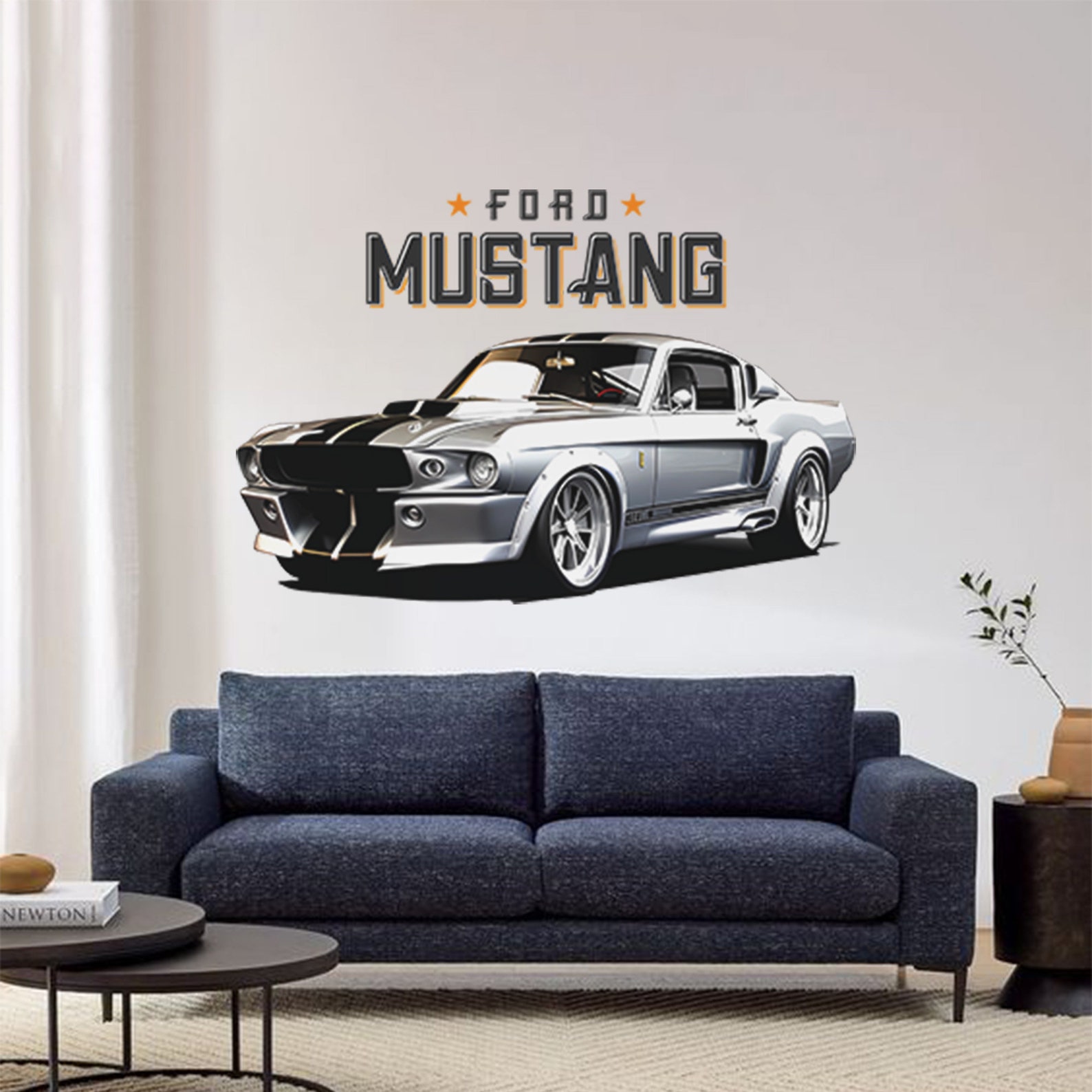 Removable Vintage Car Decal Mustang Wall Art Mustang Wall Decal Classic ...