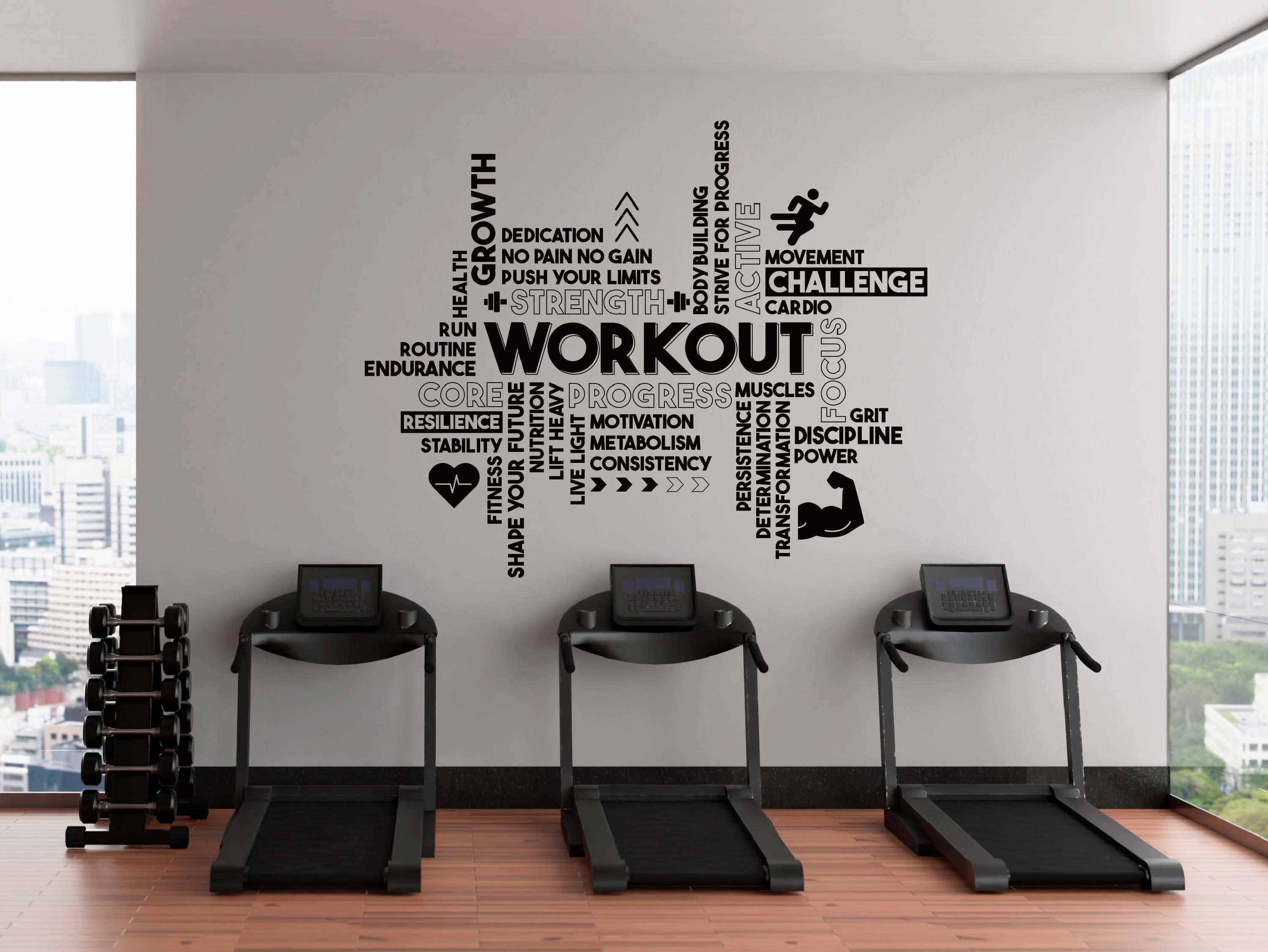 Motivational Quote Orange Workout Wall Decal GYM Wall Sticker Fitness ...