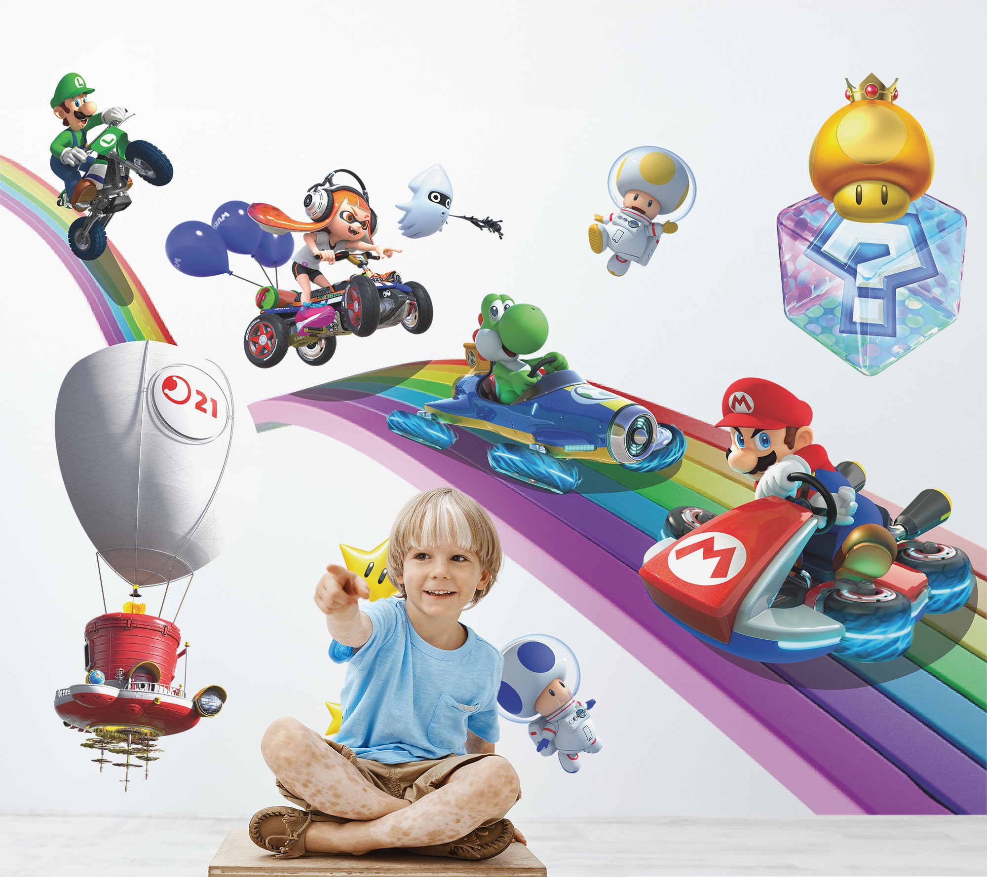 Rainbow Super Mario Kart Wall Decal Mario Wall Sticker Luigi Wall Decal ...