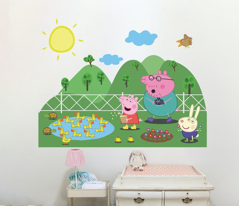Peppa Pig Wall Decal Peppa Pig Wall Art Animal Wall Sticker Peppa ...