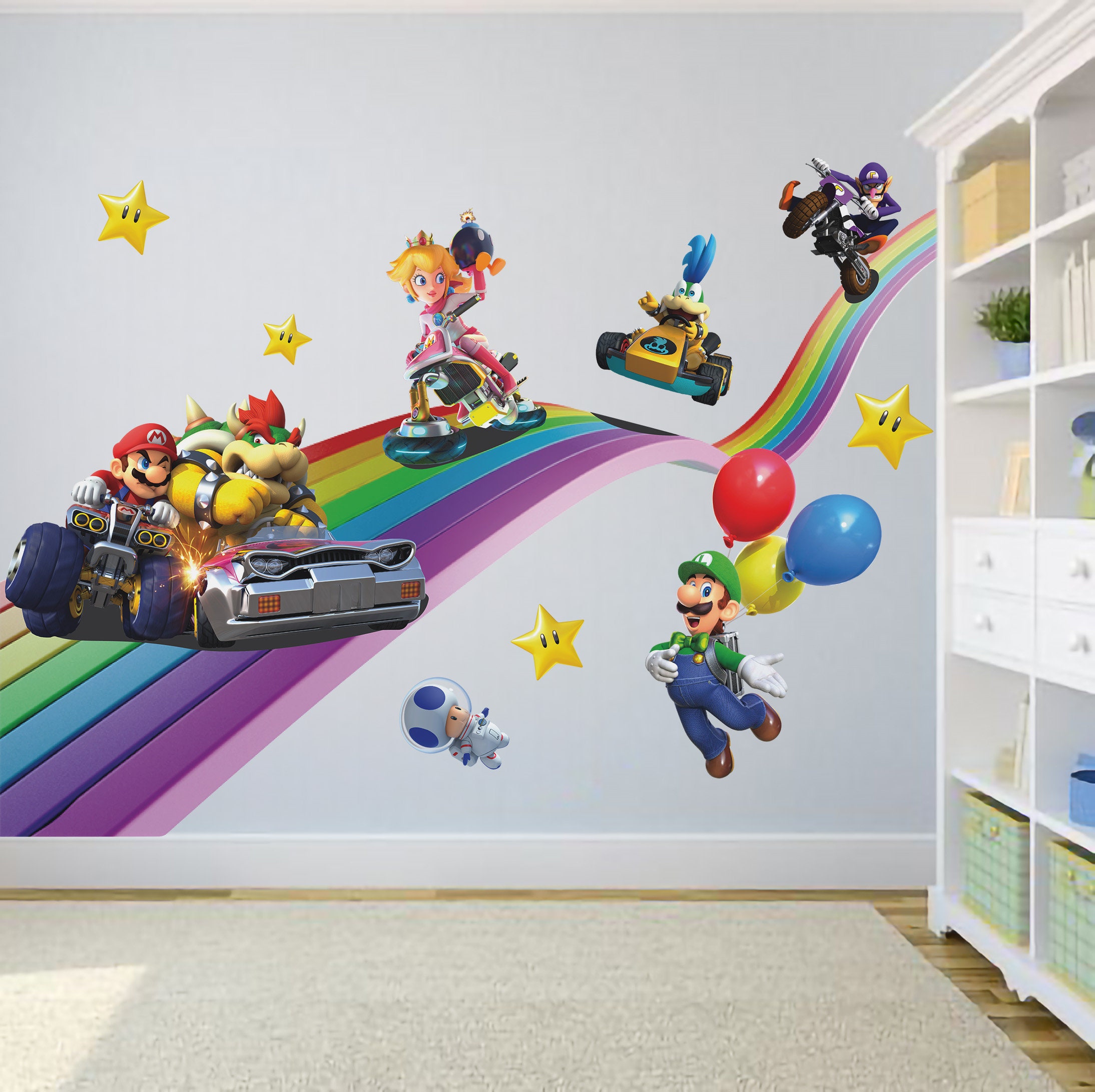 Rainbow Super Mario Kart 8 Wall Decal Mario Wall Art Bowser Wall ...
