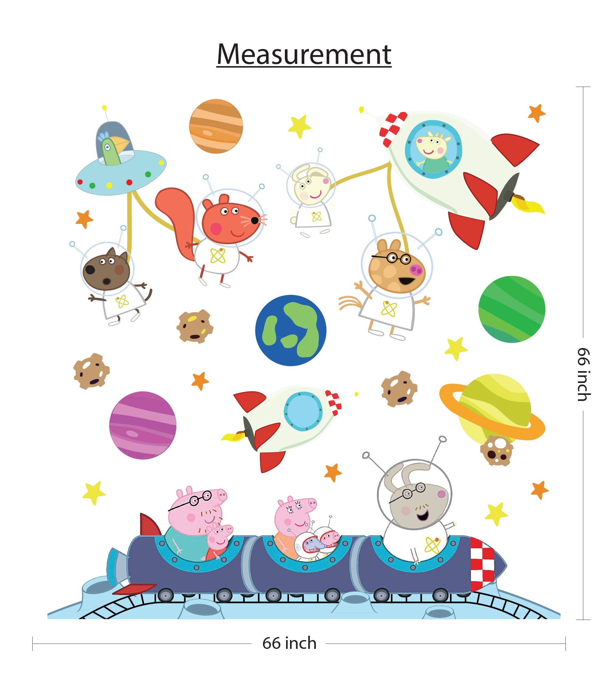 Space Galaxy Peppa Pig Wall Decal Peppa Pig Wall Art Animal Wall ...