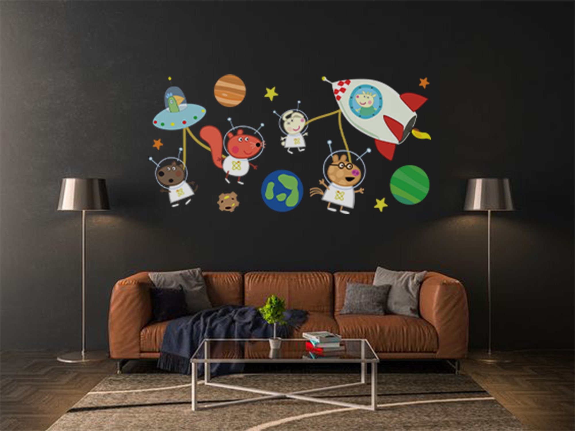 Space Galaxy Peppa Pig Wall Decal Peppa Pig Wall Art Animal Wall ...