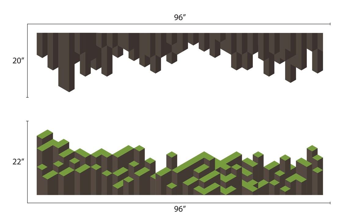 Minecraft Wall Decal Pixel Art Wall Sticker Brick Wall Decal Pixel ...