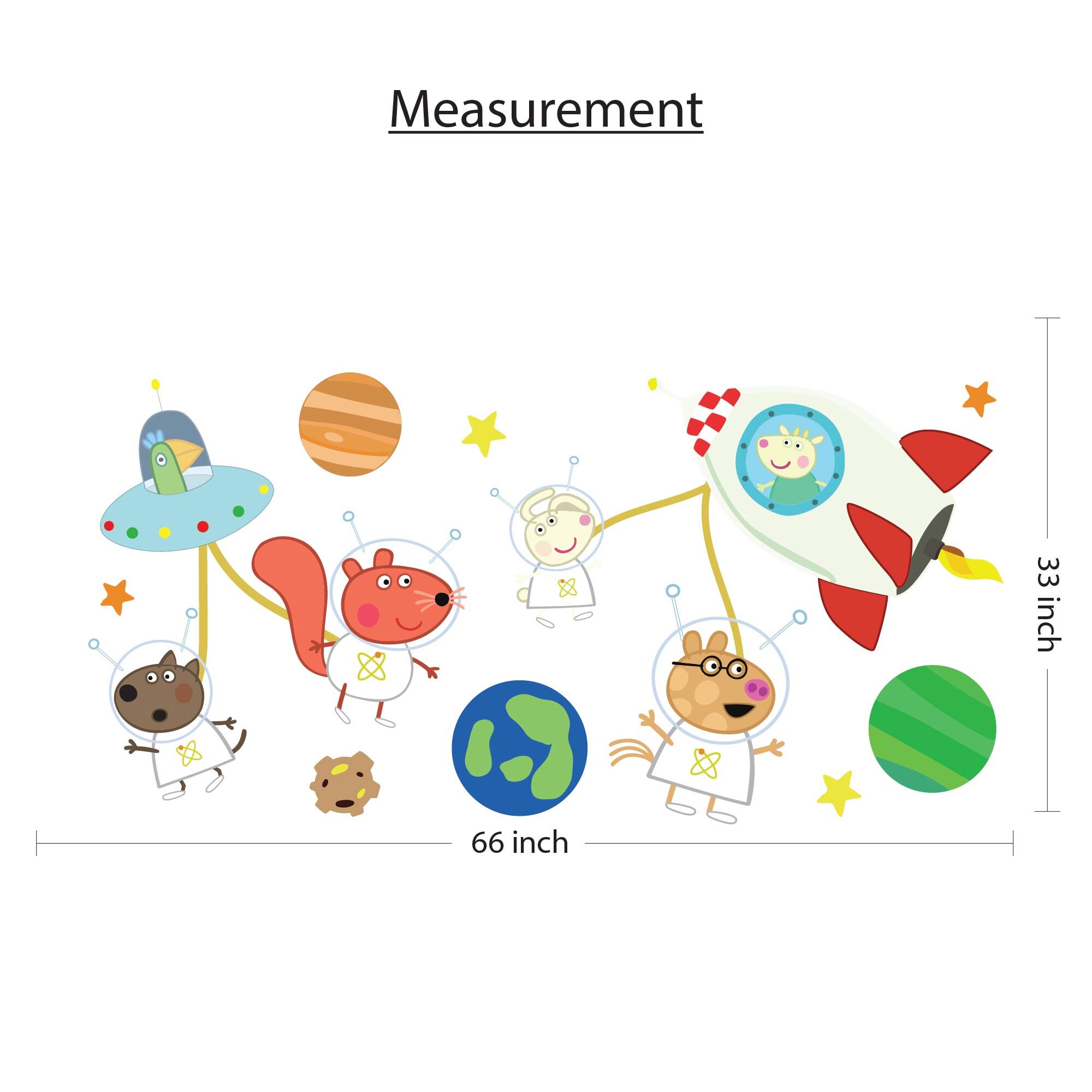 Space Galaxy Peppa Pig Wall Decal Peppa Pig Wall Art Animal Wall ...