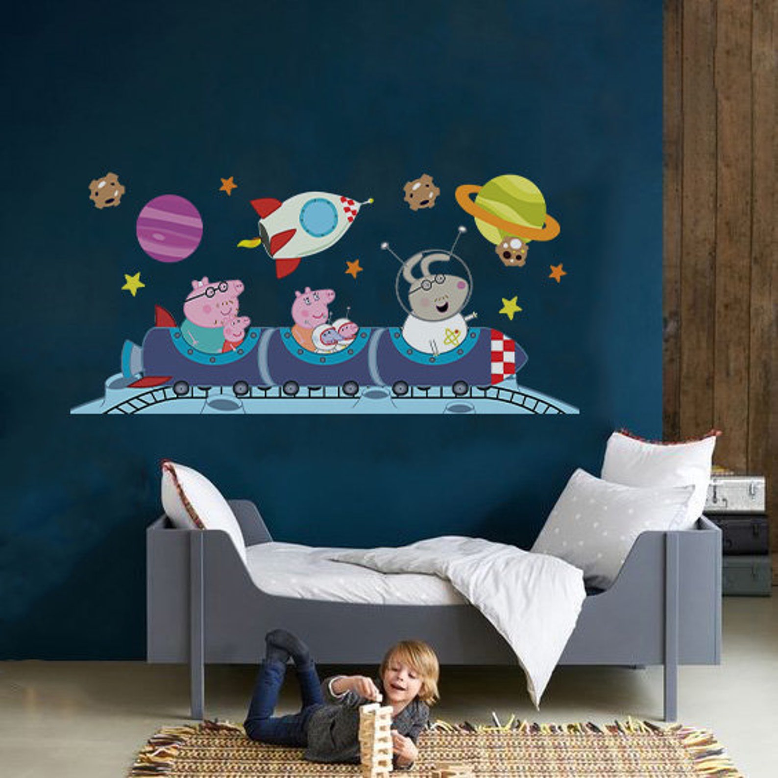 Space Galaxy Peppa Pig Wall Decal Peppa Pig Wall Art Animal Wall ...