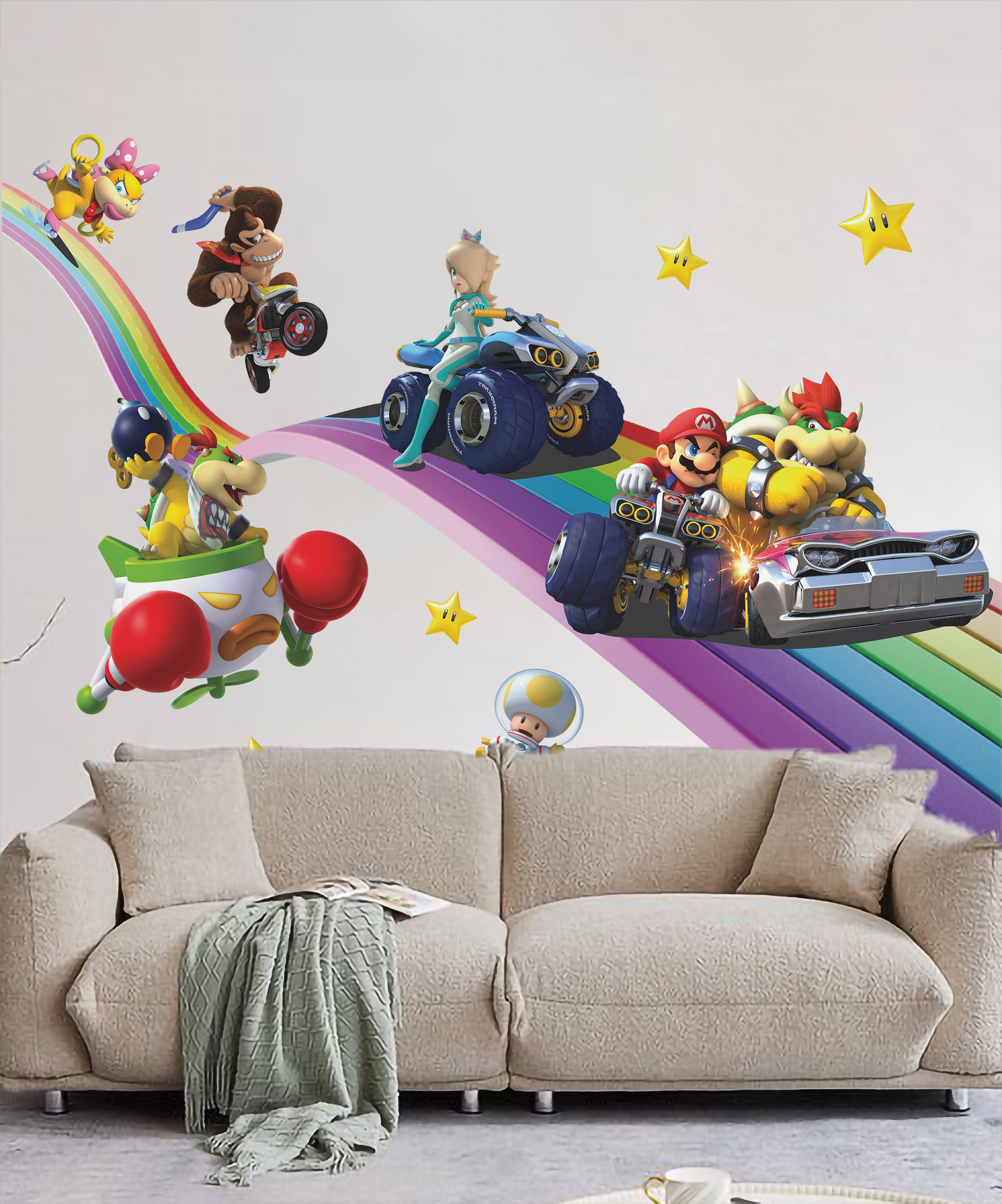 Rainbow Super Mario Kart 8 Wall Decal Mario Wall Art Bowser Wall ...