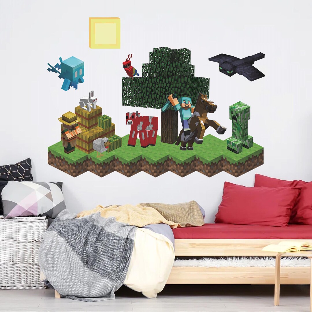 Removable Minecraft Wall Decal Minecraft Block Wall Sticker Grass Block ...