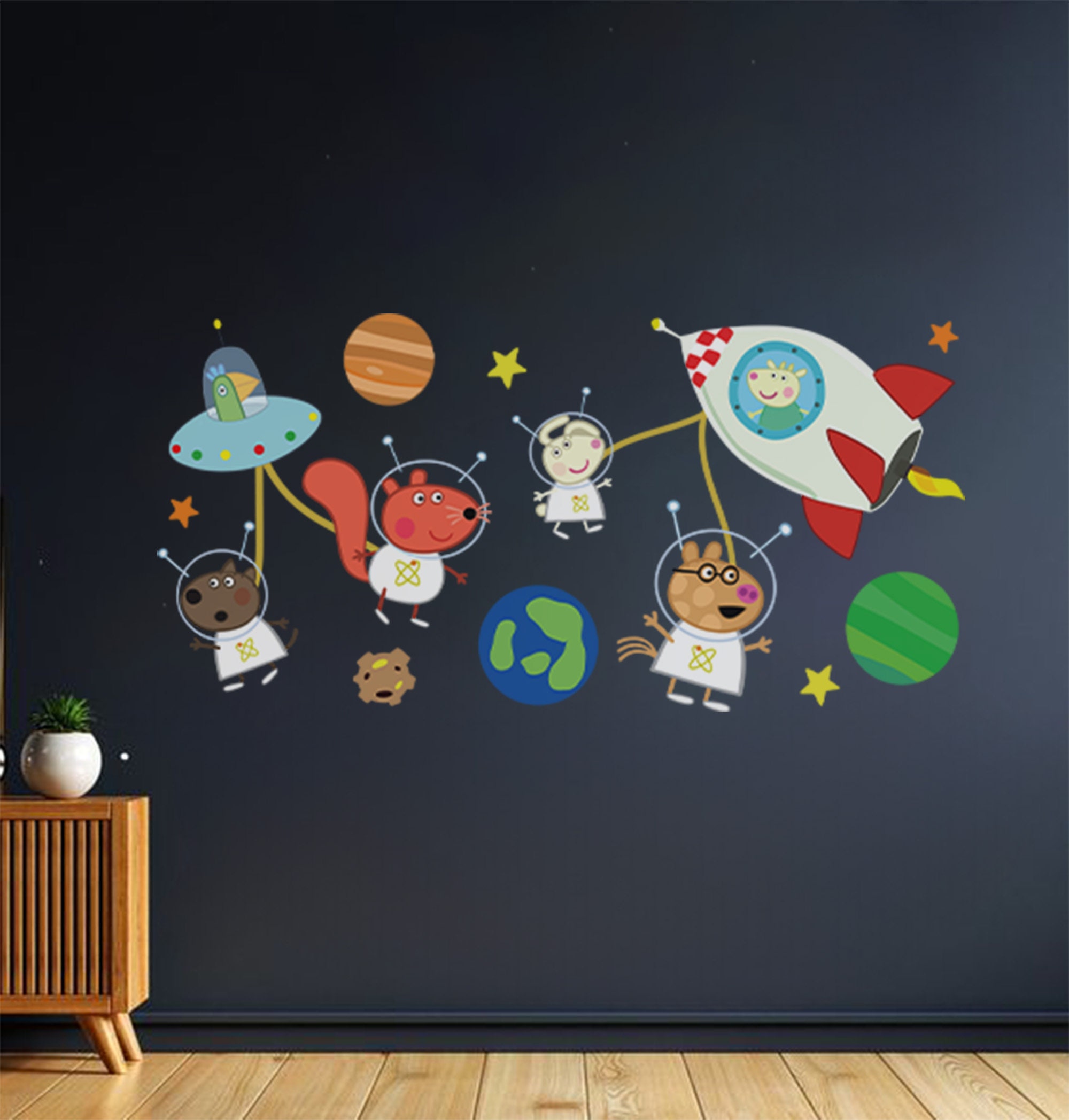 Space Galaxy Peppa Pig Wall Decal Peppa Pig Wall Art Animal Wall ...