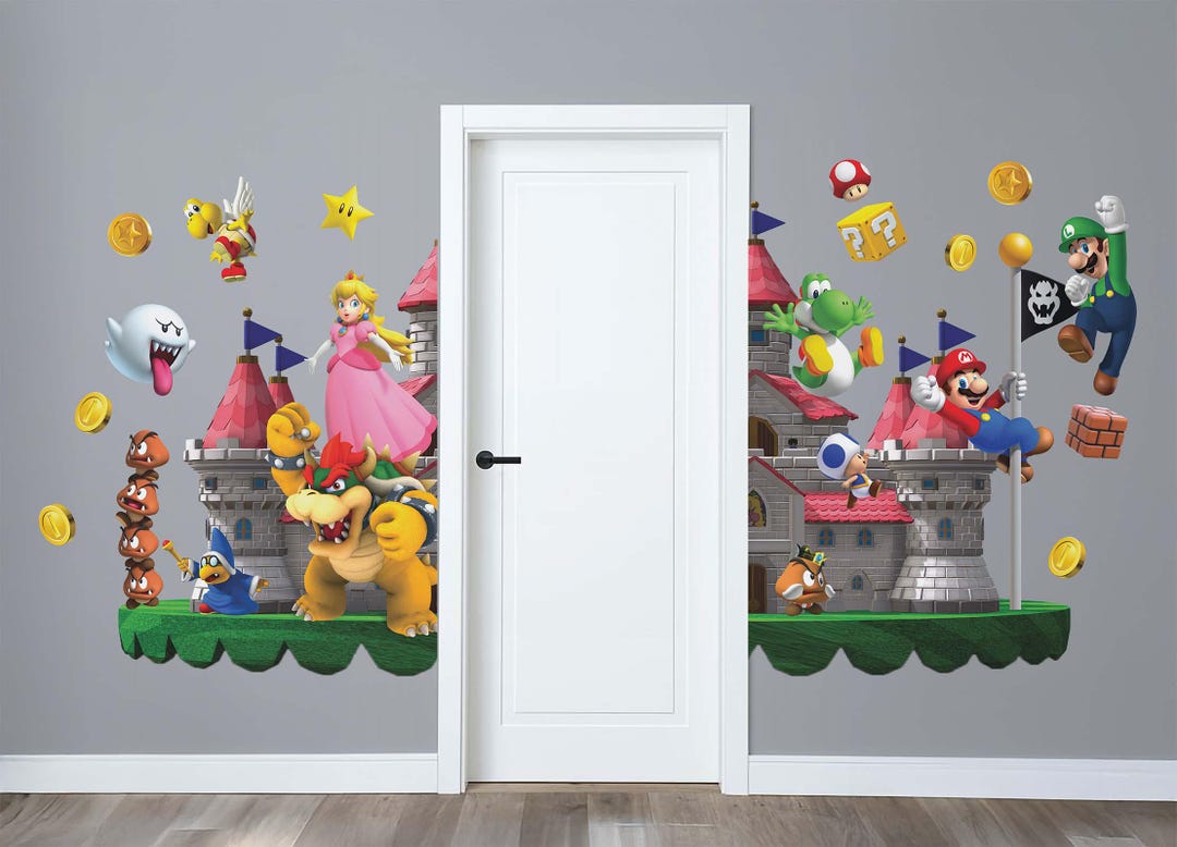 Super Mario Wall Decal Luigi Wall Sticker Bros Game Wall Mural Bowser ...