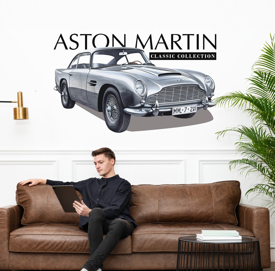 Vintage Car Decal Light Blue Aston Martin Wall Decal Aston Martin ...