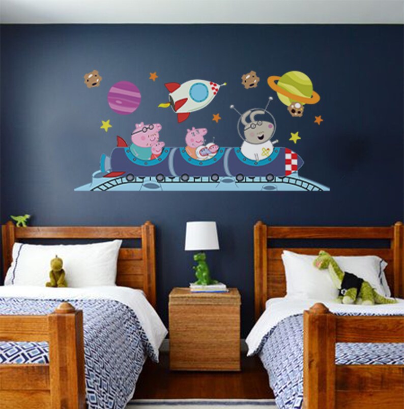 Space Galaxy Peppa Pig Wall Decal Peppa Pig Wall Art Animal Wall ...