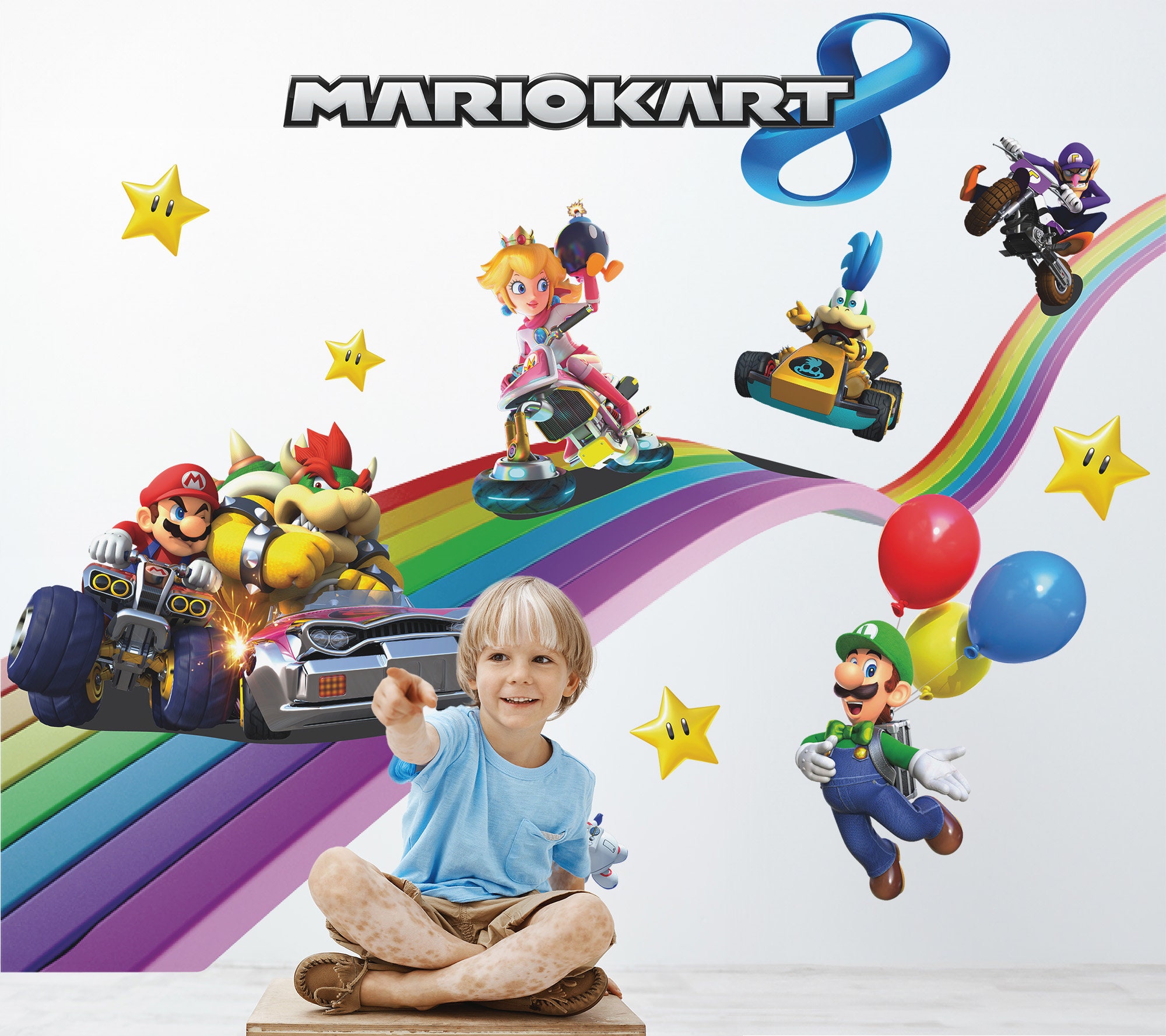 Rainbow Super Mario Kart 8 Wall Decal Mario Wall Art Bowser Wall ...