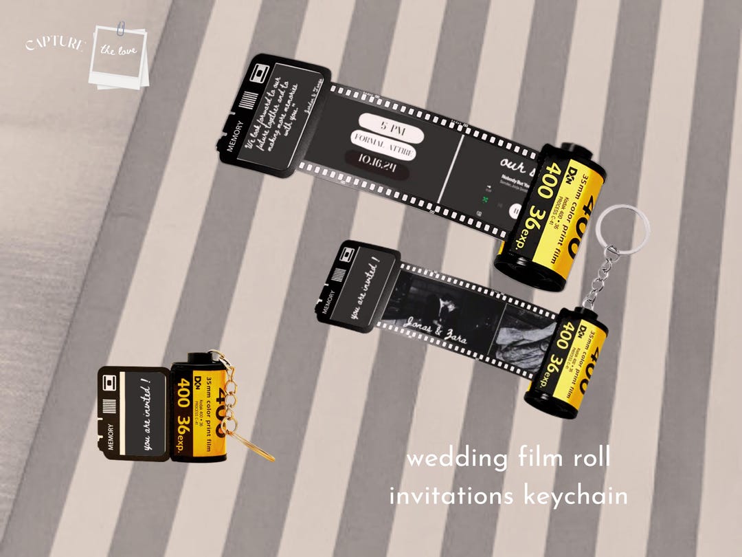 Personalized Wedding Film Roll Keychain Invitations Custom Photo Gifts ...