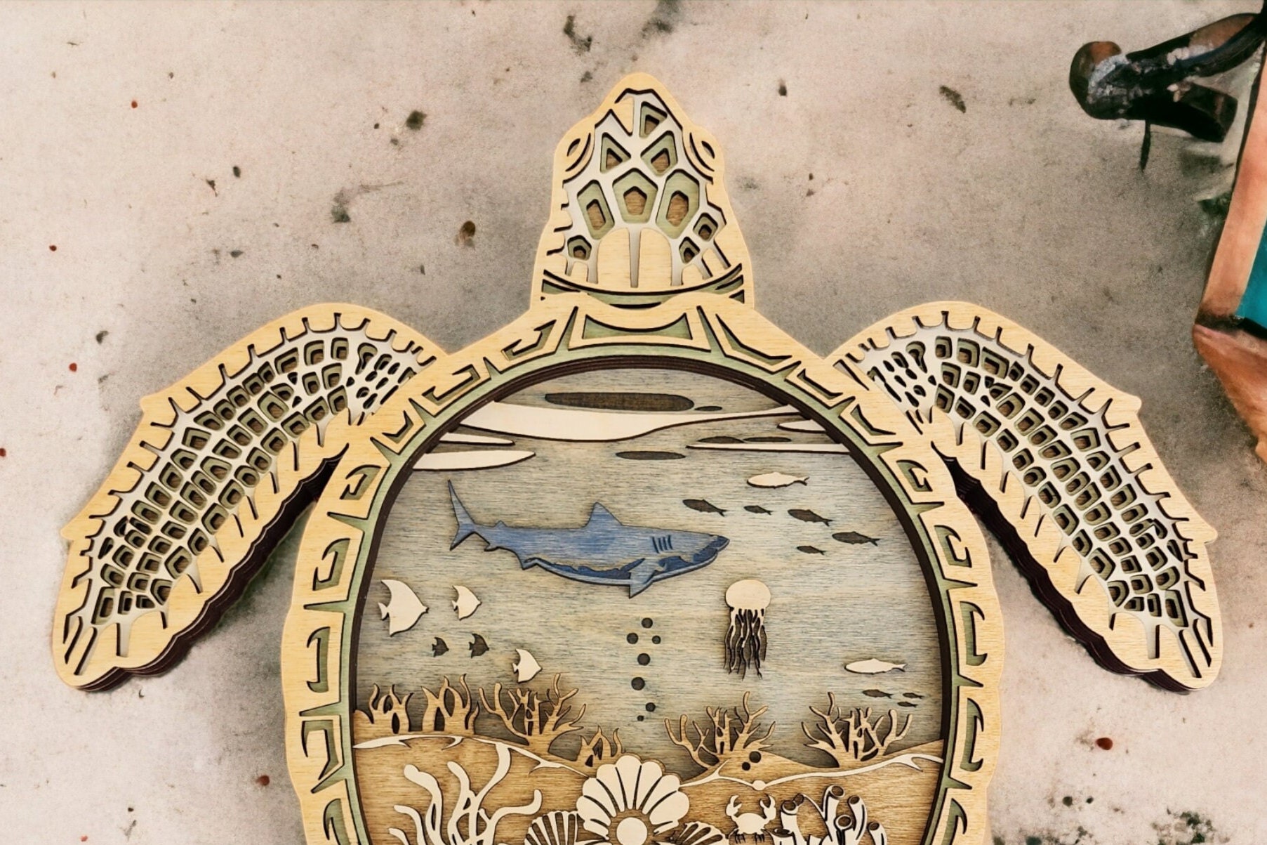 Layered Sea Turtle Shadowbox Scene Wall Art - Etsy