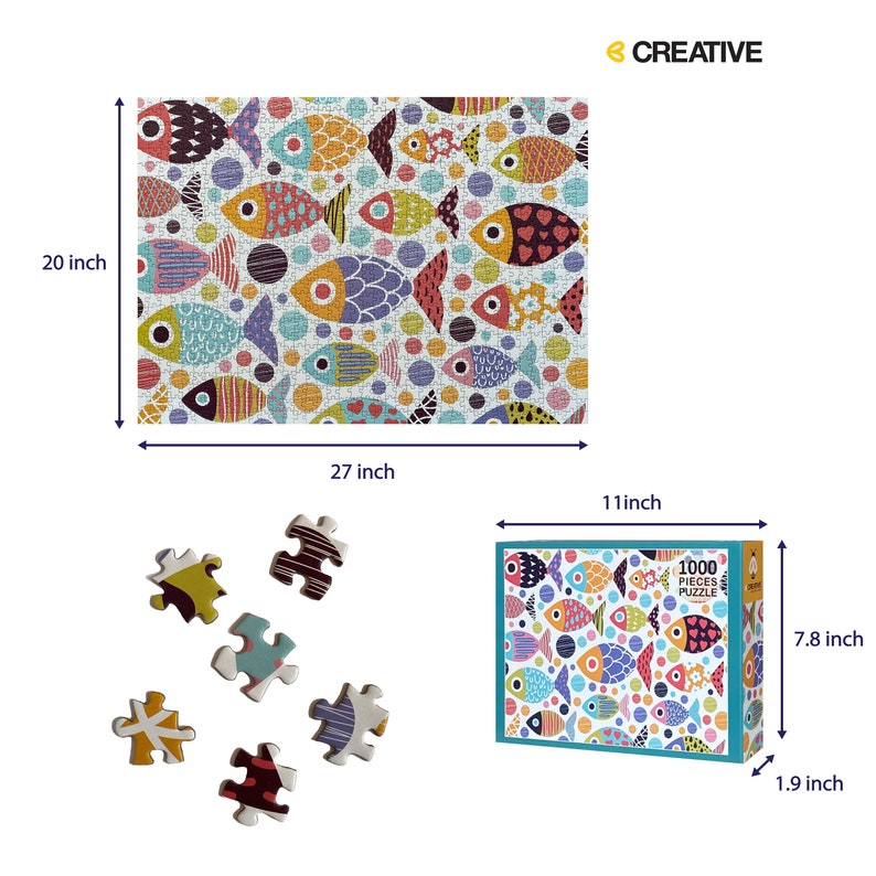 1000 Piece Jigsaw Puzzle for Adults and Teens Large Colorful Fish ...