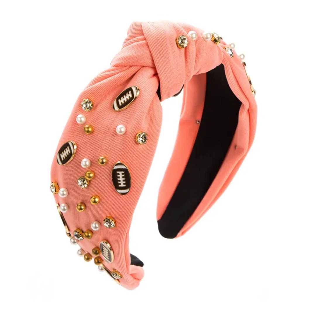 Coral, Football Bedazzled Headband, Sports Head Piece, Hair Decoration ...