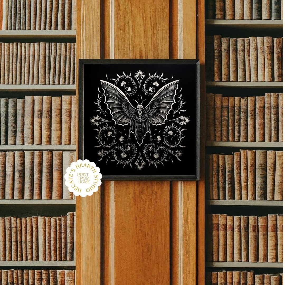Gothic Bat | Block Print | DOWNLOADABLE ART | Whimsigoth Decor | Dark ...