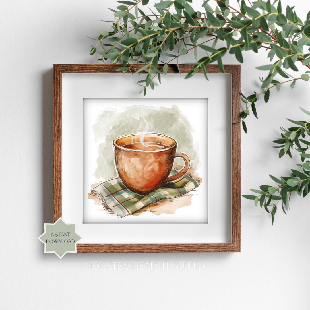 Cozy Coffee Cup | Cottagecore Artwork | DOWNLOADABLE ART | Trendy Wall ...