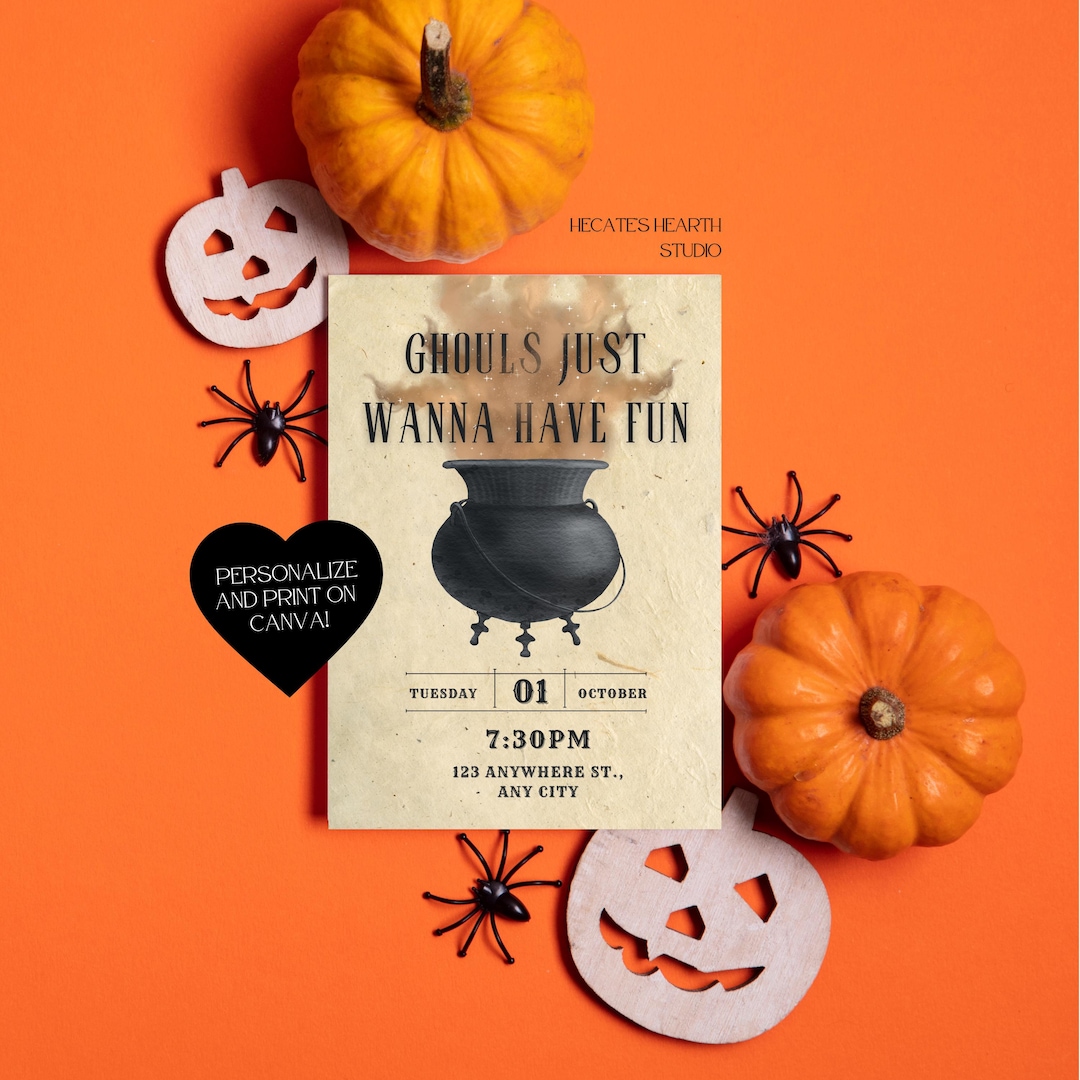 Spooky Halloween Party Invitation EDITABLE CANVA TEMPLATE Ghouls Just ...