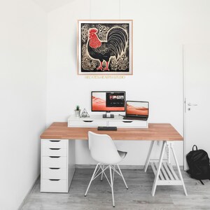 Chicken Folk Scandinavian Block Print Country Cottage DOWNLOADABLE ...