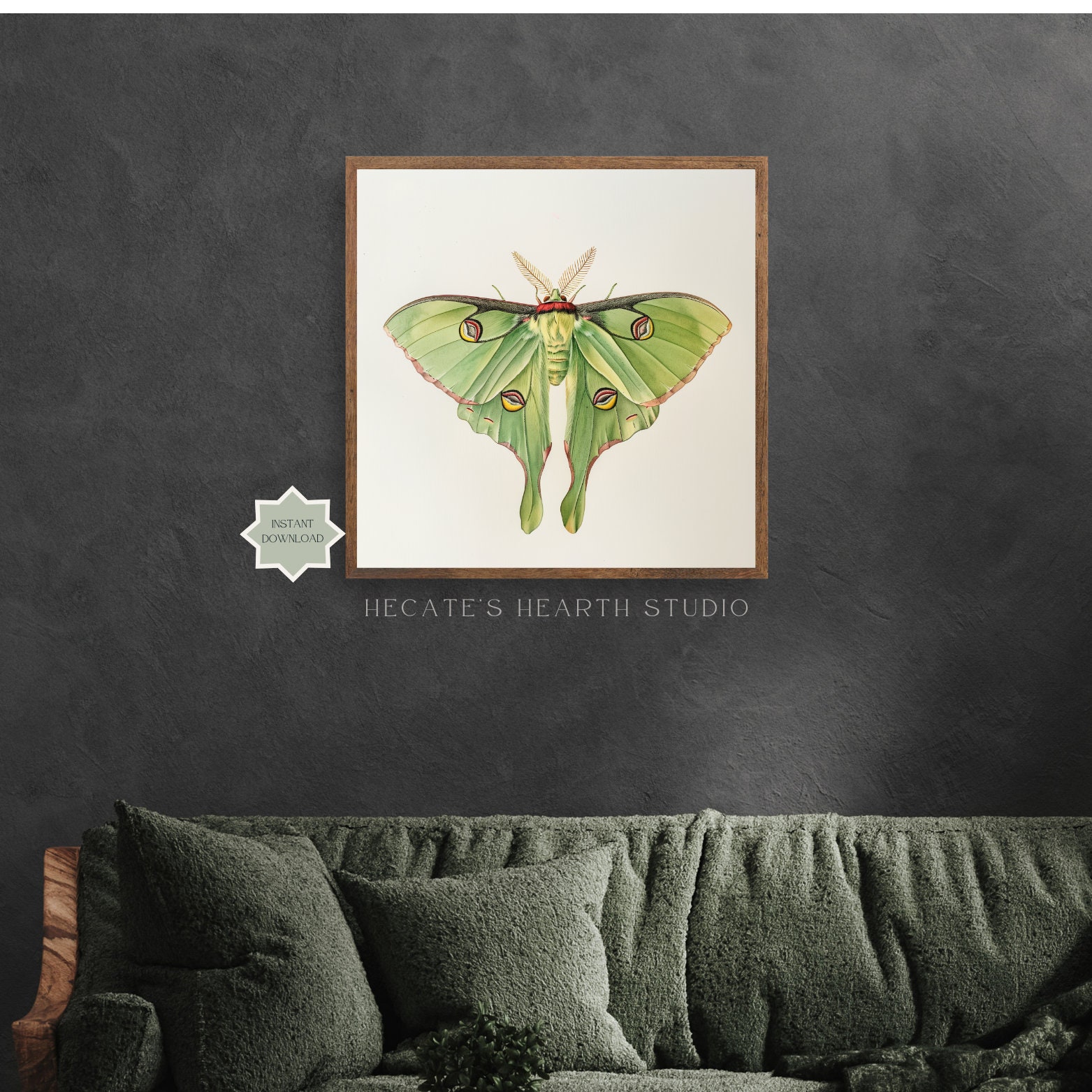 Luna Moth Watercolor Print PRINTABLE ART Entomology Print Witchy Gifts ...
