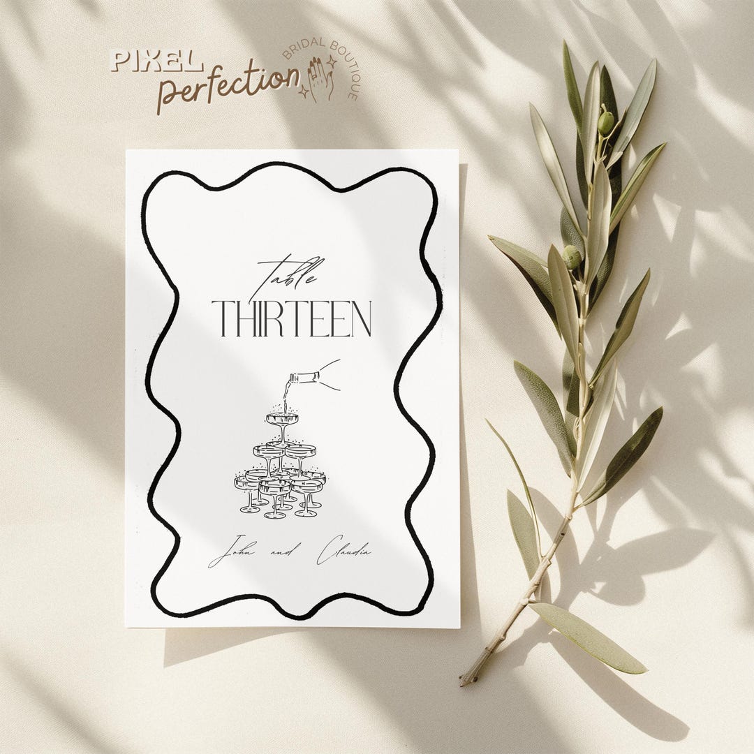 Champagne Toast | Wedding Table Number Template | Printable | Editable ...