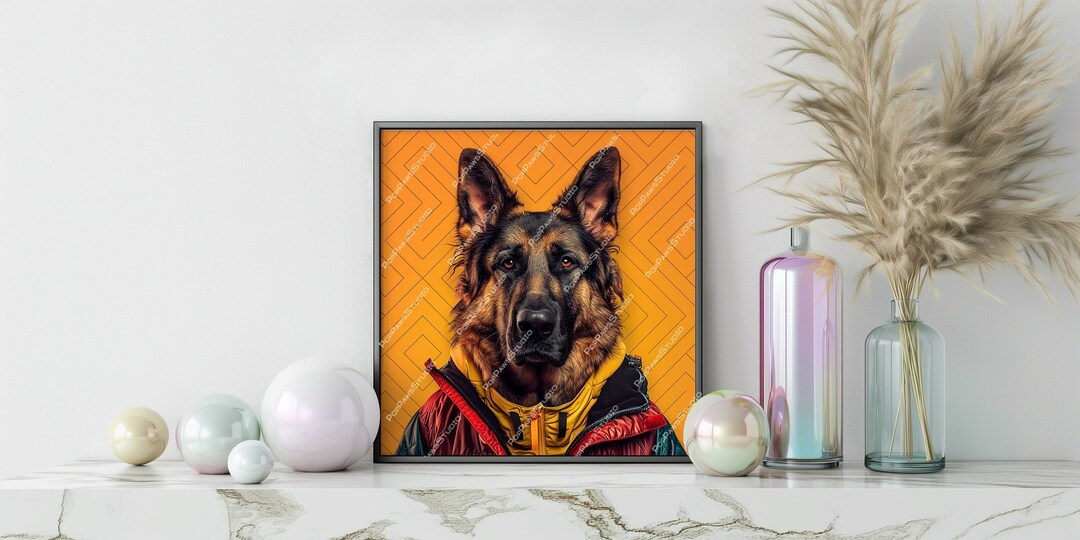German Shepherd Digital Art Print Geometric Line Pattern Printable Wall ...