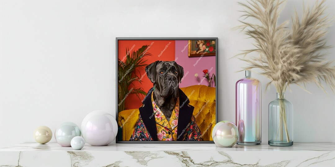 Cane Corso Printable Digital Art Dog Portrait Digital Wall Art Retro ...