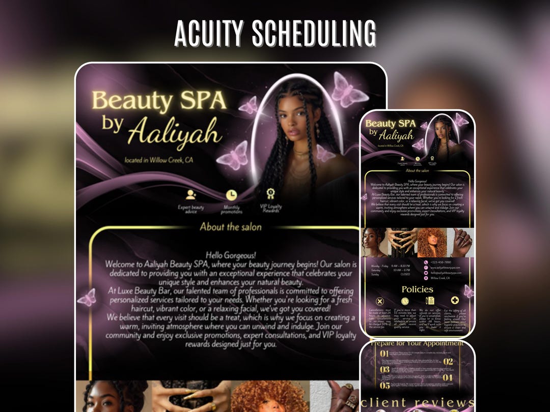 Soft Pink Beauty Spa Scheduling Template for Acuity Customizable Salon ...