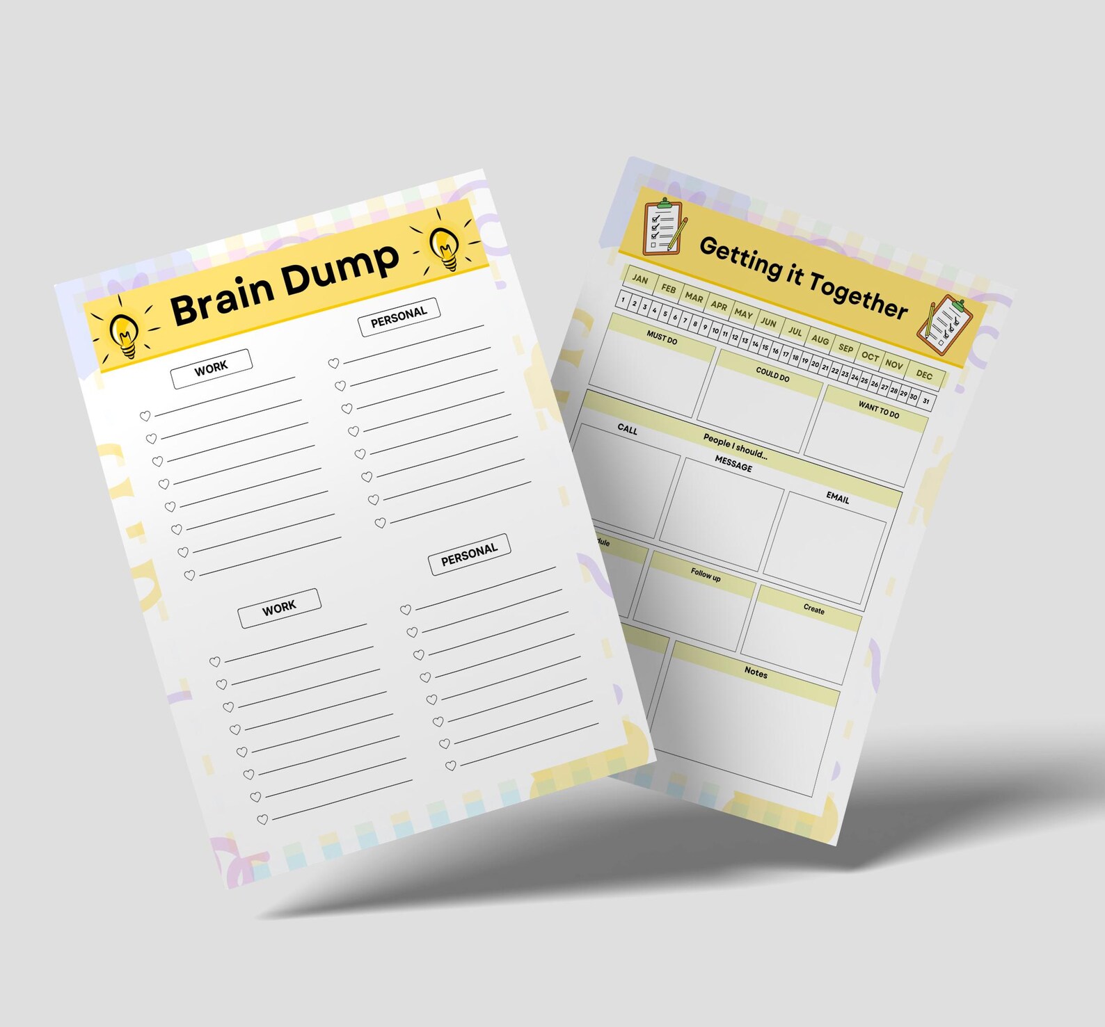 Brain Dump Planner Bundle: Printable Task Organizer (canva Editable) - Etsy