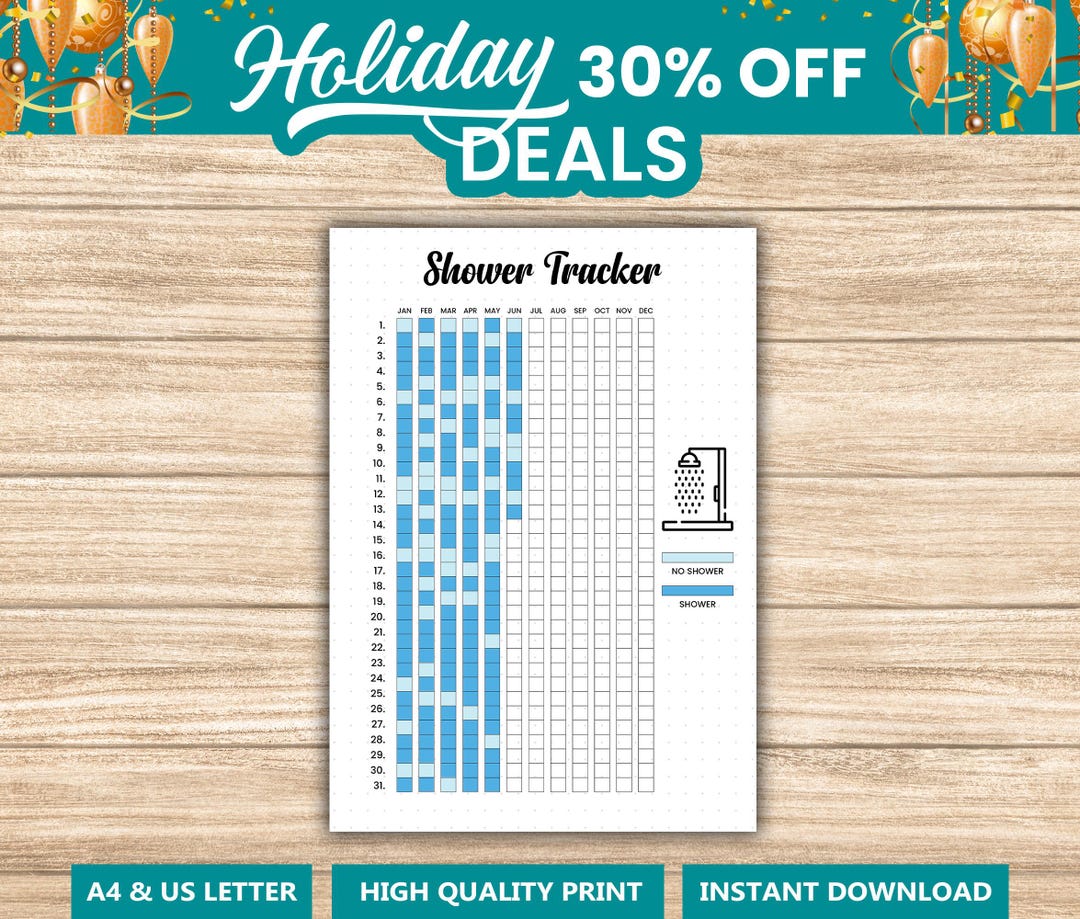 Shower Tracker - PRINTABLE Journal Page - Planner Page - Daily Tracker ...