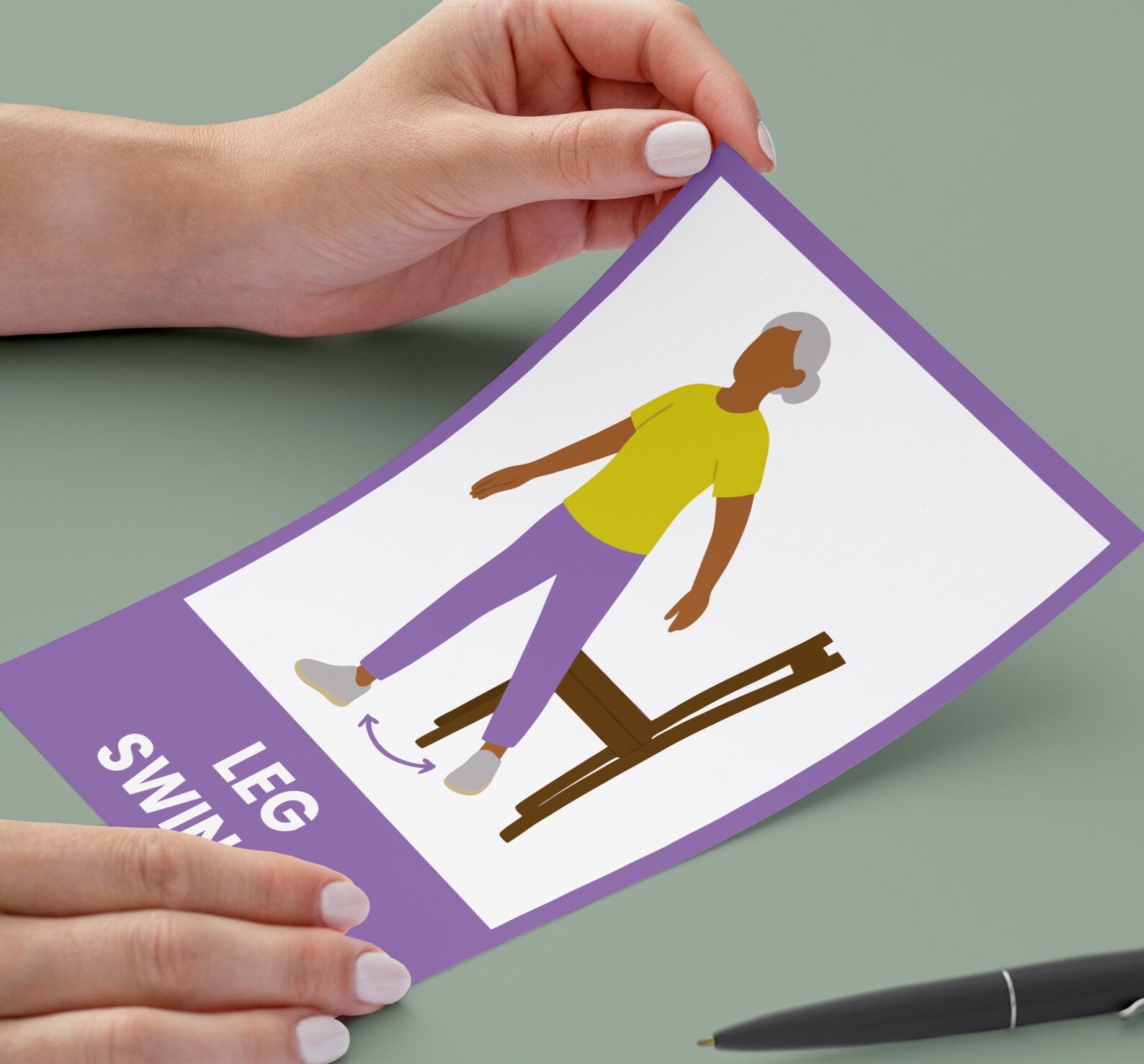 Chair Exercise Visuals for Senior, Exercise Cue Cards for Fitness ...