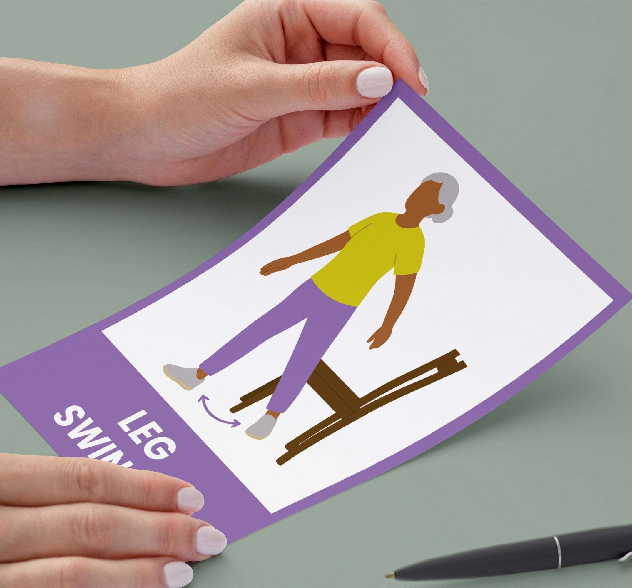 Chair Exercise Visuals for Senior, Exercise Cue Cards for Fitness ...