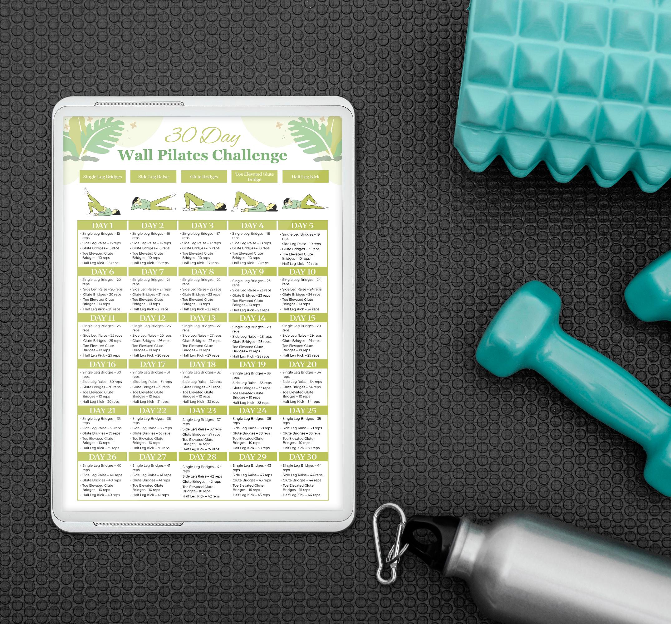 30 Day Wall Pilates Challenge PDF, Wall Pilates Exercise Plan Printable ...