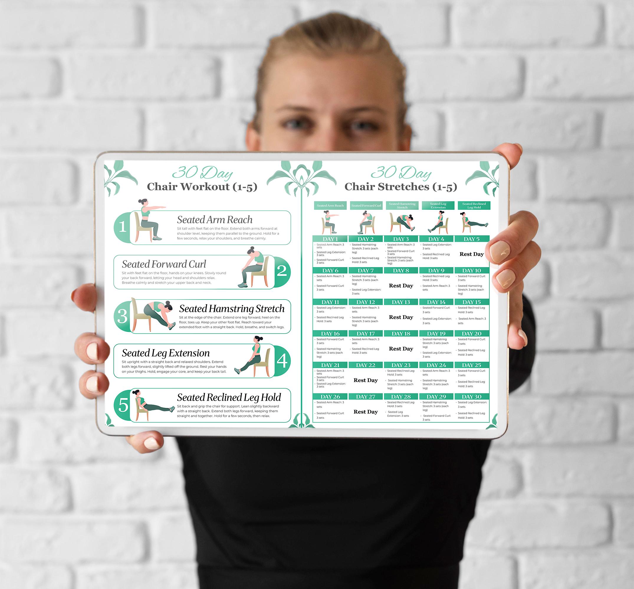 30-day Chair Workout Plan PDF | Printable Seated Fitness Routine ...