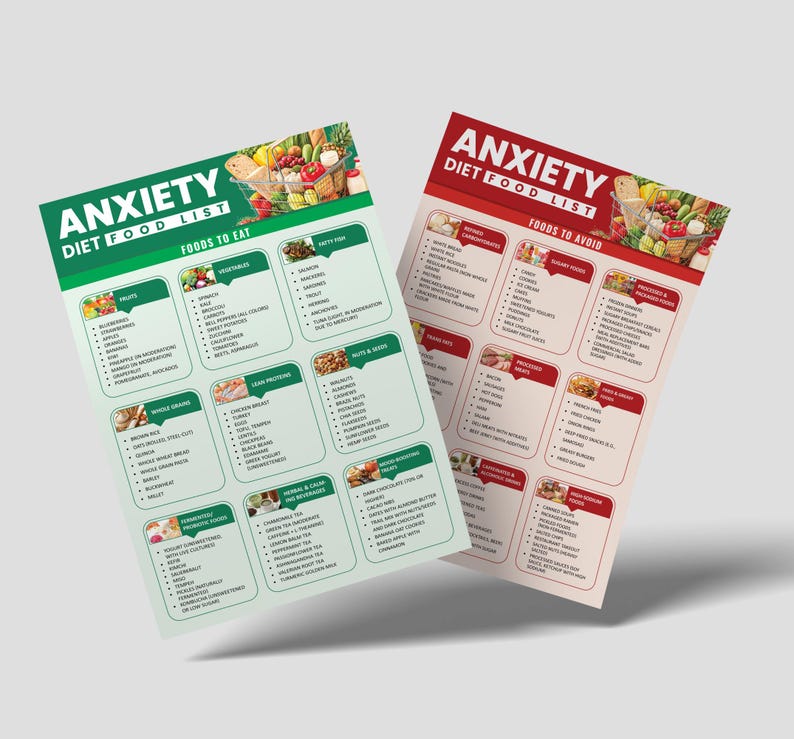 Anxiety Diet Food List, Printable PDF Chart of Foods to Eat and Avoid ...