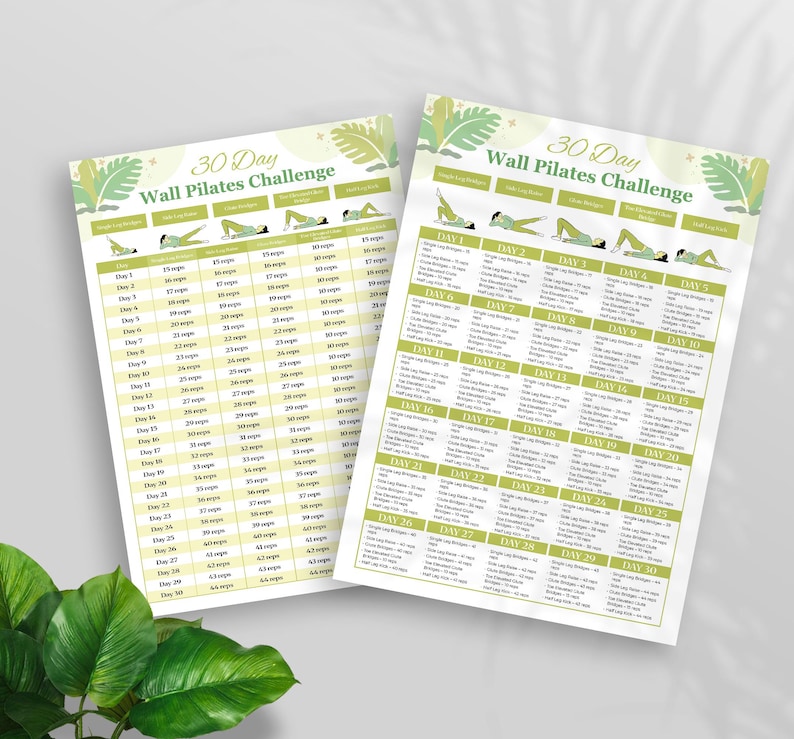 30 Day Wall Pilates Challenge PDF, Wall Pilates Exercise Plan Printable ...