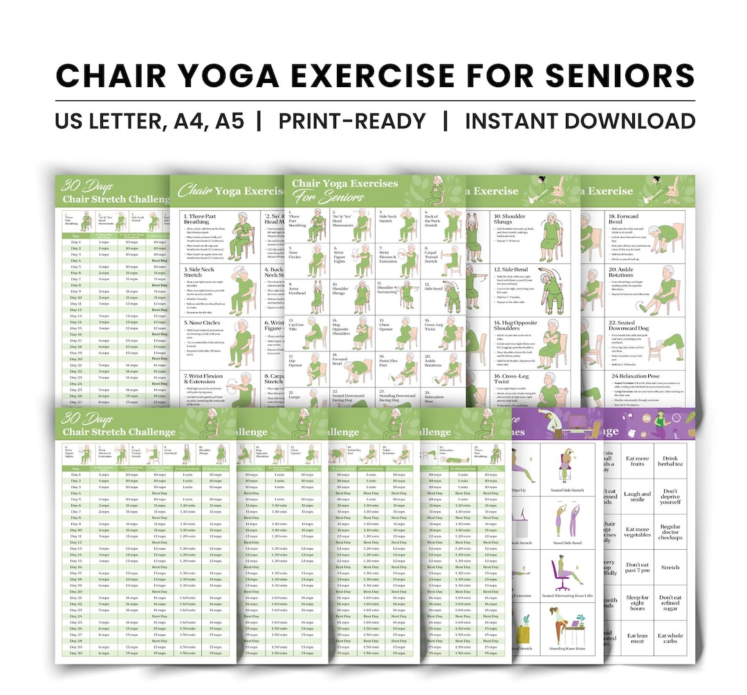 30 Chair Yoga Exercise in Guide for Seniors, Wheelchair Users, Nursing Home Balance Stability ...