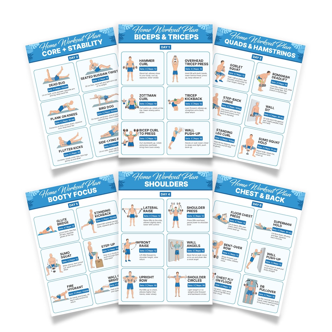 6-day Full Body Home Workout Plan | Dumbbell Fitness Guide for Muscle ...