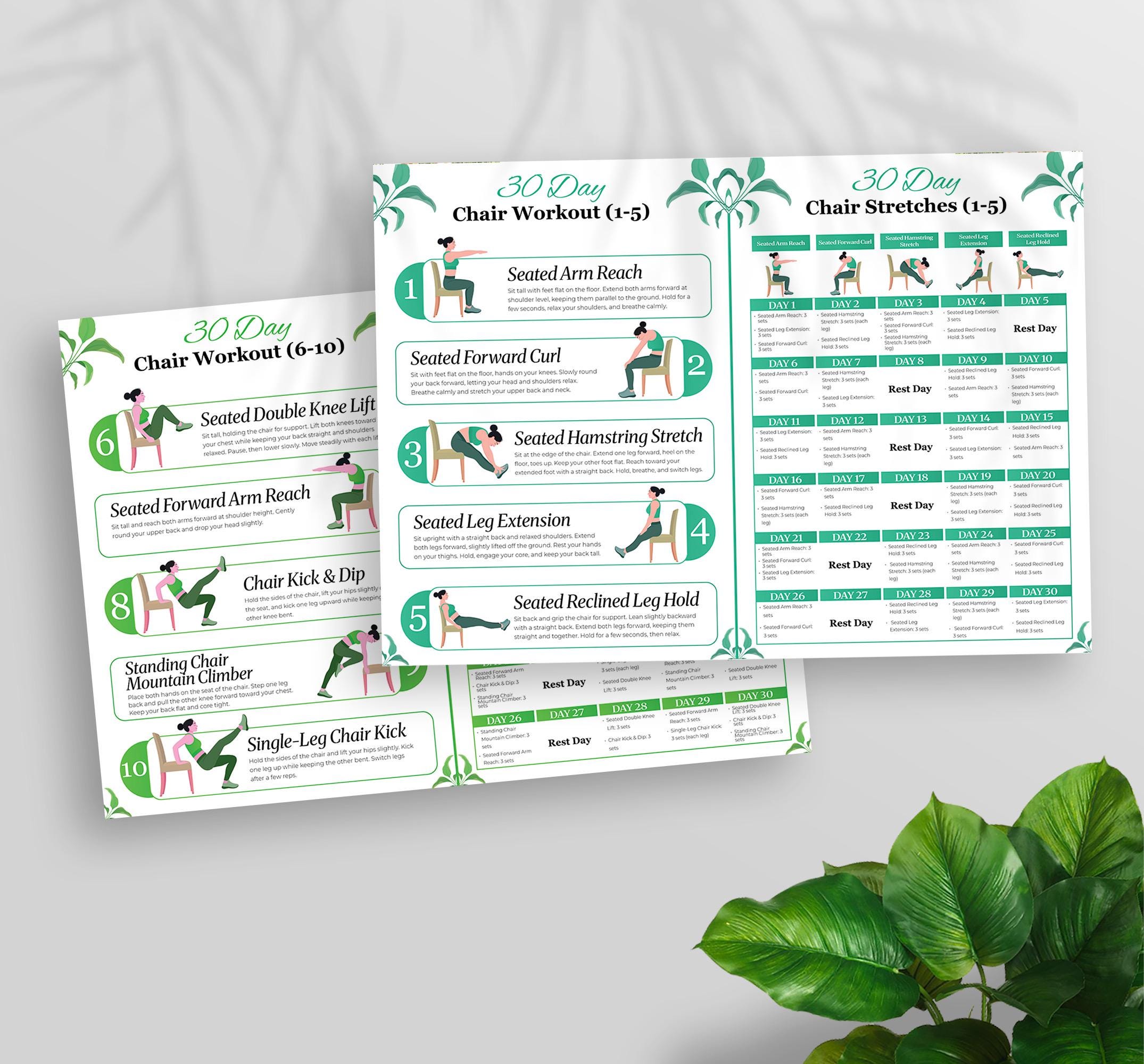 30-day Chair Workout Plan PDF | Printable Seated Fitness Routine ...