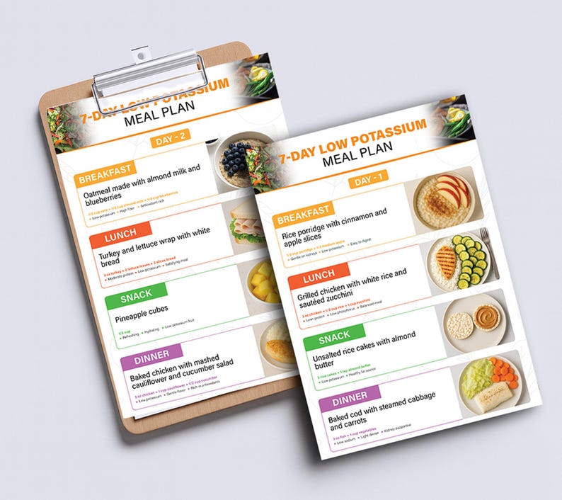 7-day Low Potassium Meal Plan Recipes | Renal Diet Printable | Kidney ...