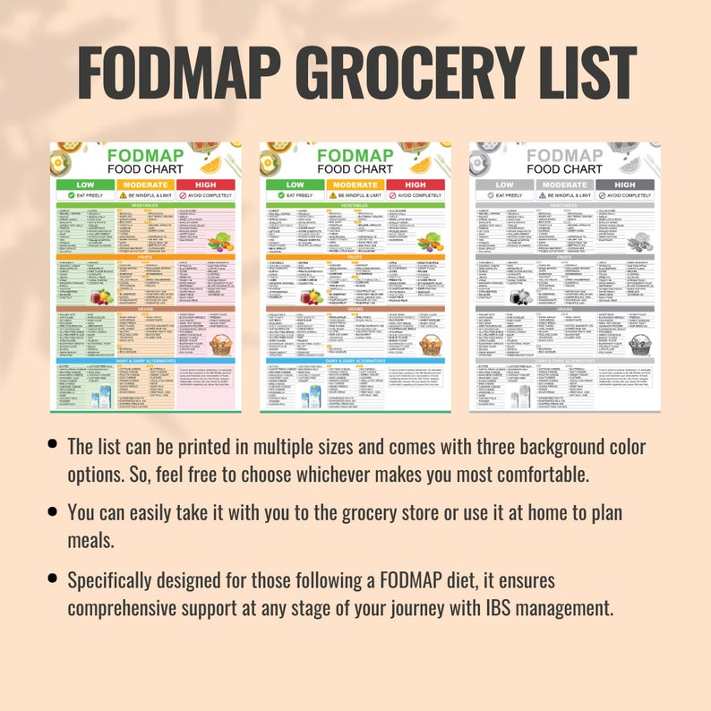 Fodmap IBS Food List and Low Fodmap Treats, Food Chart Nutrition Guide ...
