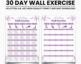 30 Day Wall Exercise Challenge Printable | Wall Fitness | Quick Workout ...