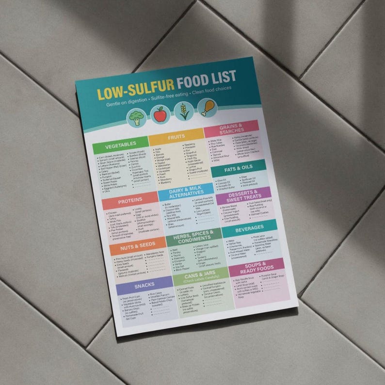 Low Sulfur Diet Food Chart • Instant Download • Sulfite-free / Gut ...