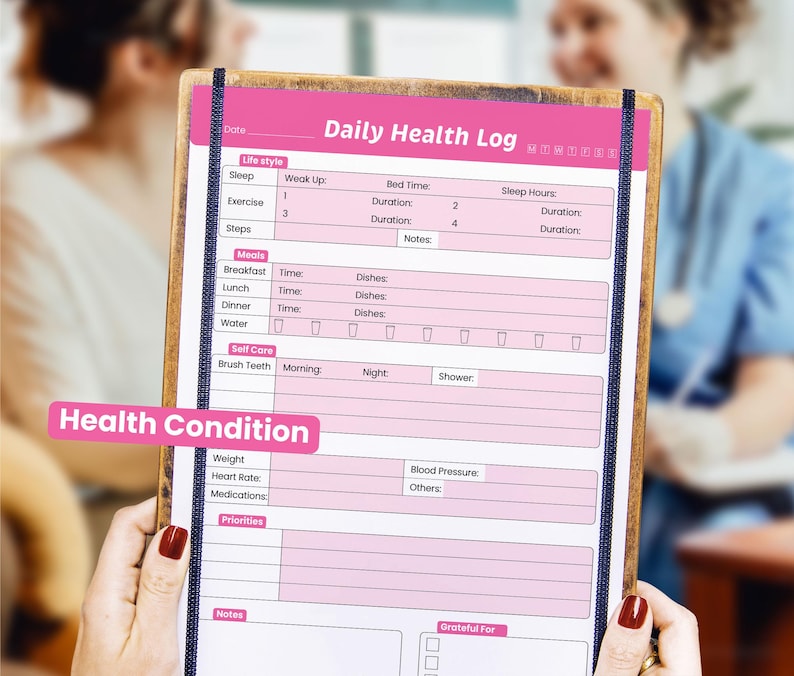 Printable Health Log Tracker: Daily Medical Journal (A4, A5, US Letter ...