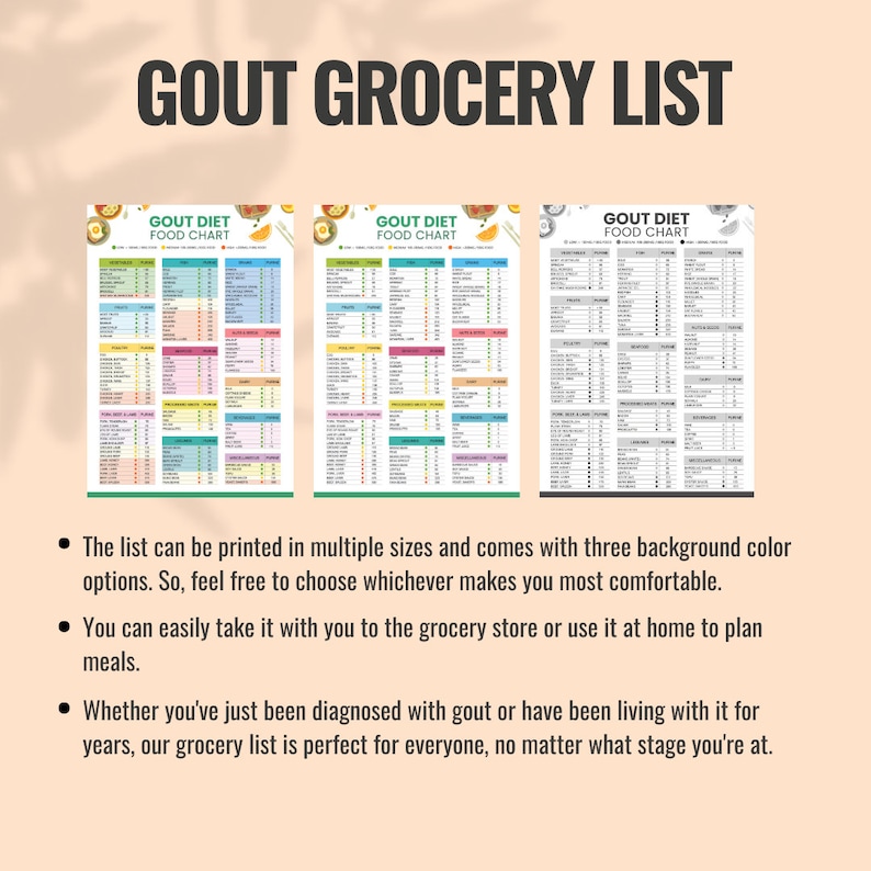Gout Food List and Diet Cheat Sheet, Low Purine Foods or Low Uric Acid ...